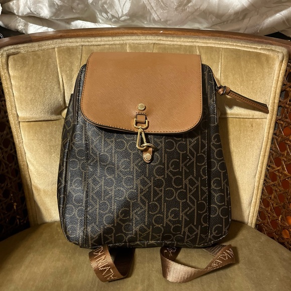 Calvin Klein | Bags | Calvin Klein Signature Brown Mini Backpack | Poshmark